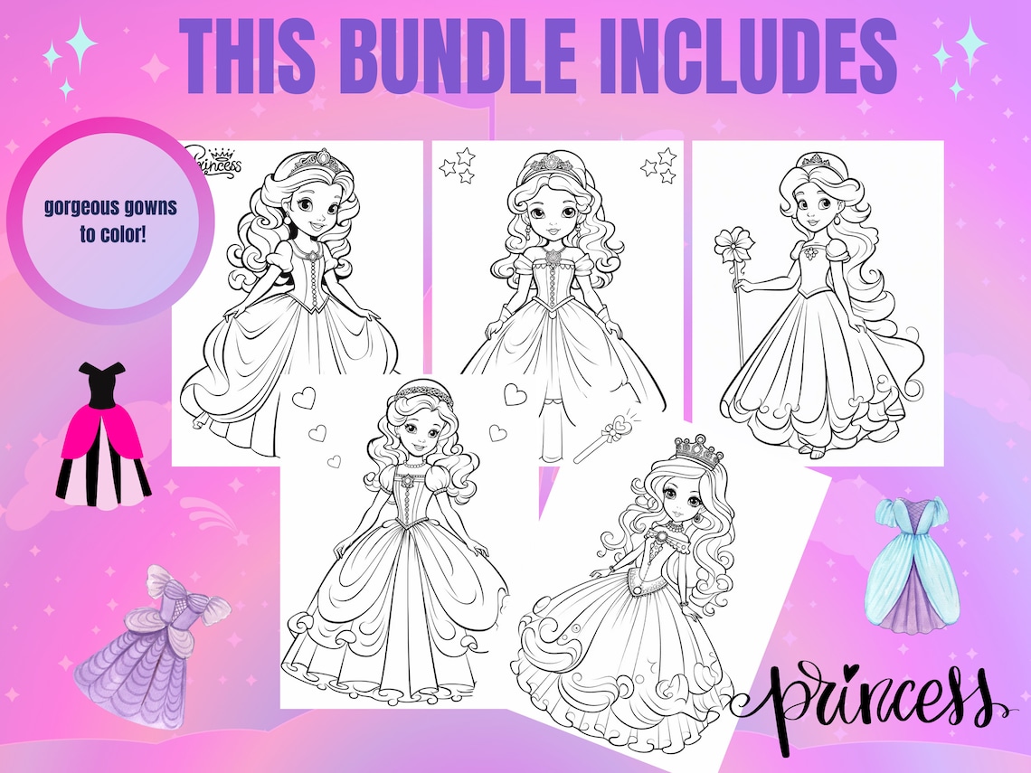 Princess Coloring Pages, Princess Printables for Kids, Girls Coloring ...