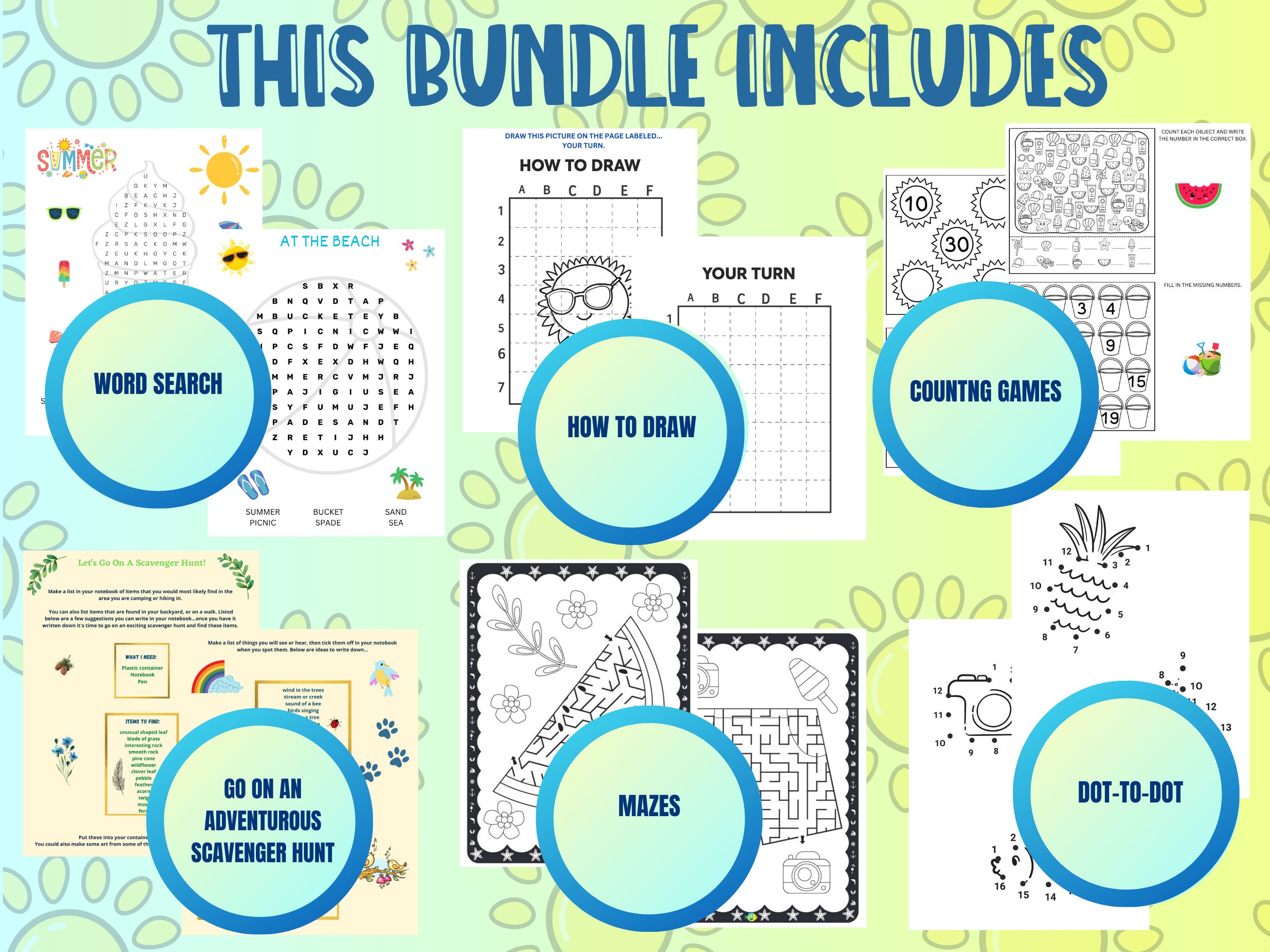 Summer Activity Pages for Kids Coloring Pages Mazes Word - Etsy