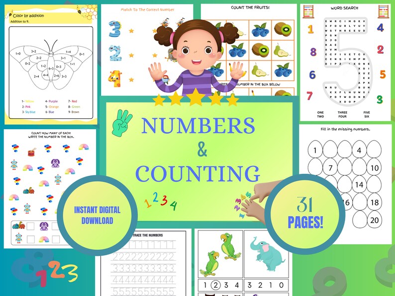 Kids Counting Activity, Kids Printable, Number Worksheets, Kids ...