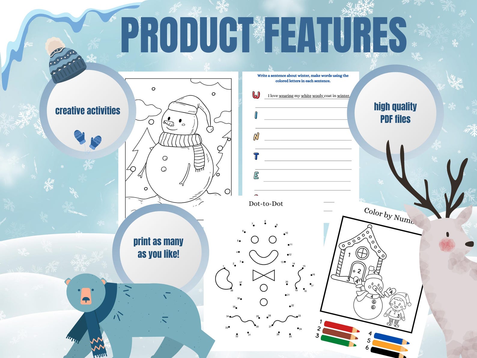 Kids Winter Activity, Winter Activities, Winter Activity Bundle, Winter ...