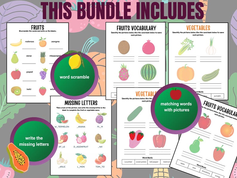 Fruits & Vegetables Printable Activity | Kids Learning Worksheets ...