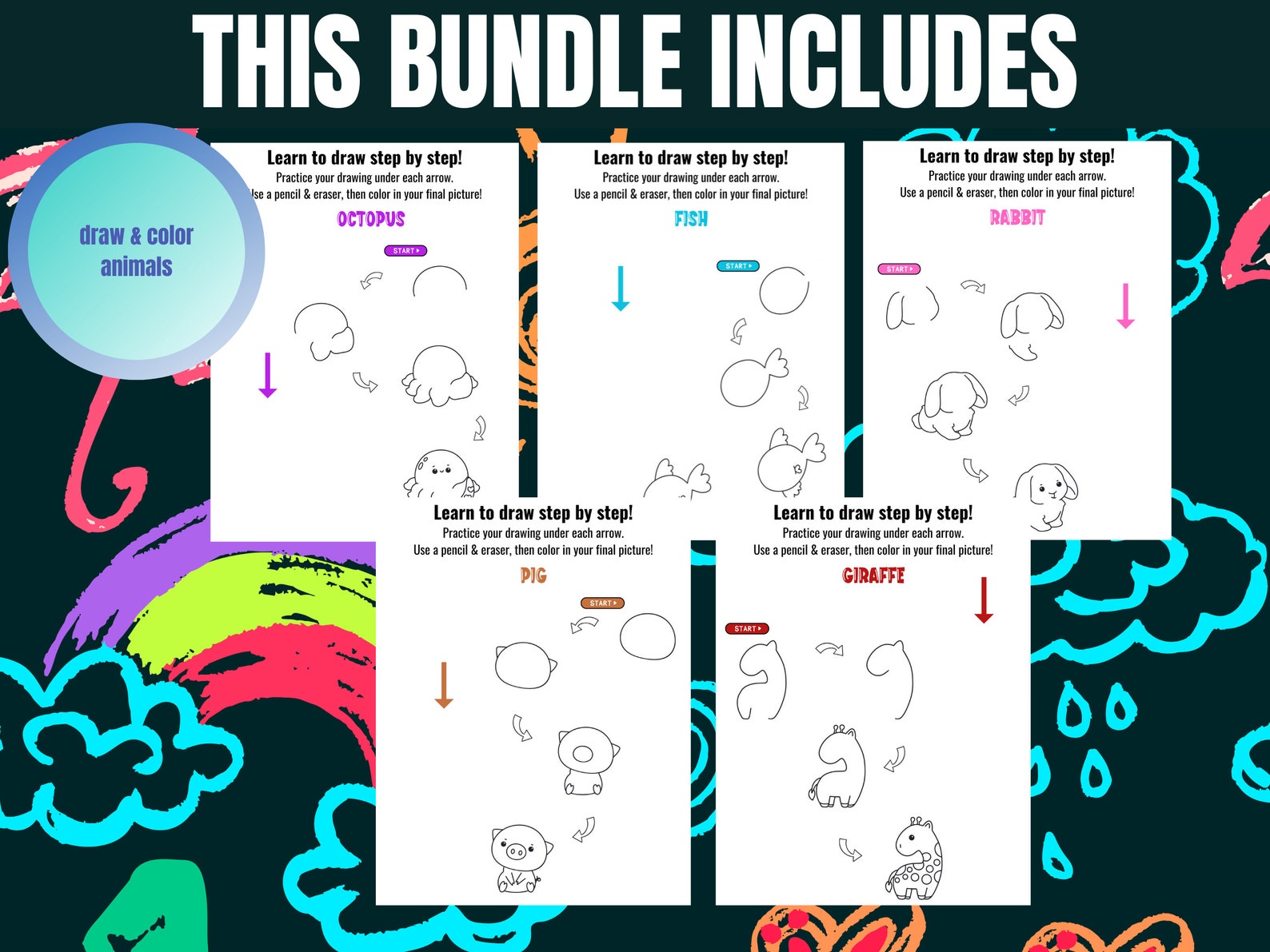 Kids Activity, Kids Printable, How to Draw for Kids, Step-by-step ...