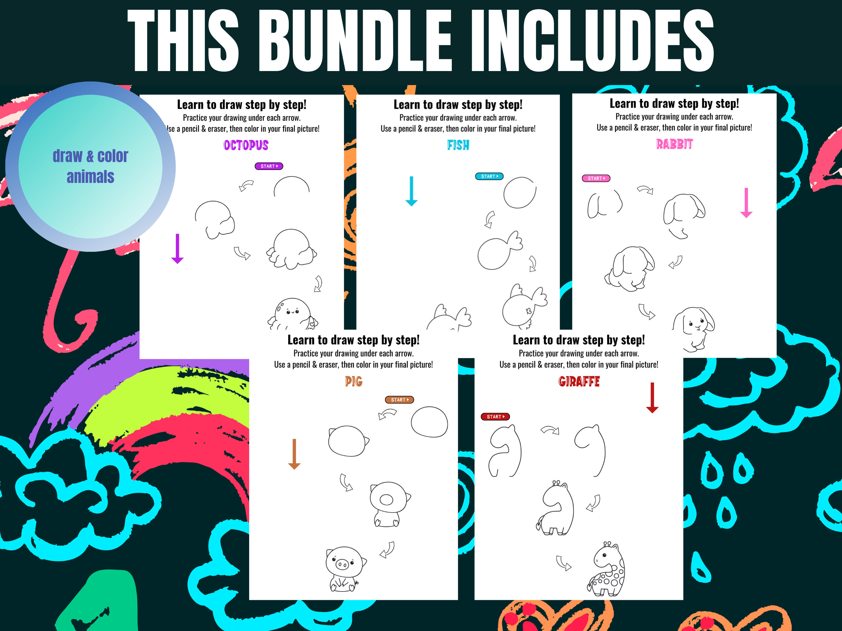 Kids Activity, Kids Printable, How to Draw for Kids, Step-by-step ...