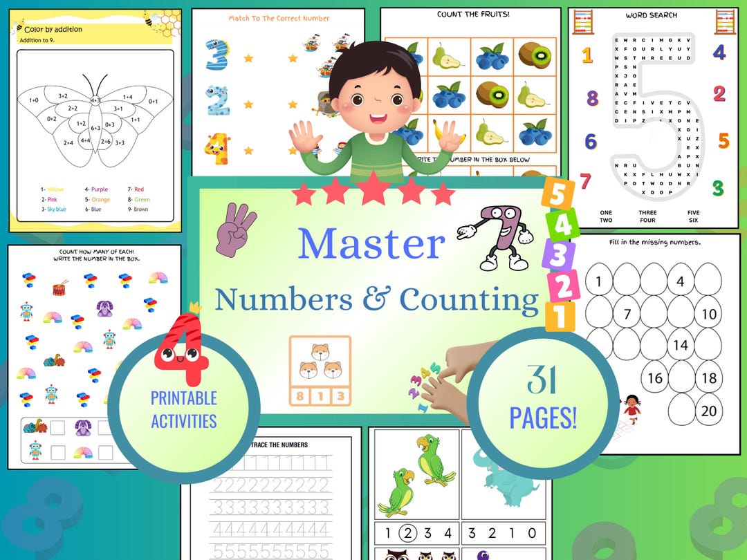 Counting Worksheets for Kids, Learn Numbers and Counting, Preschool ...