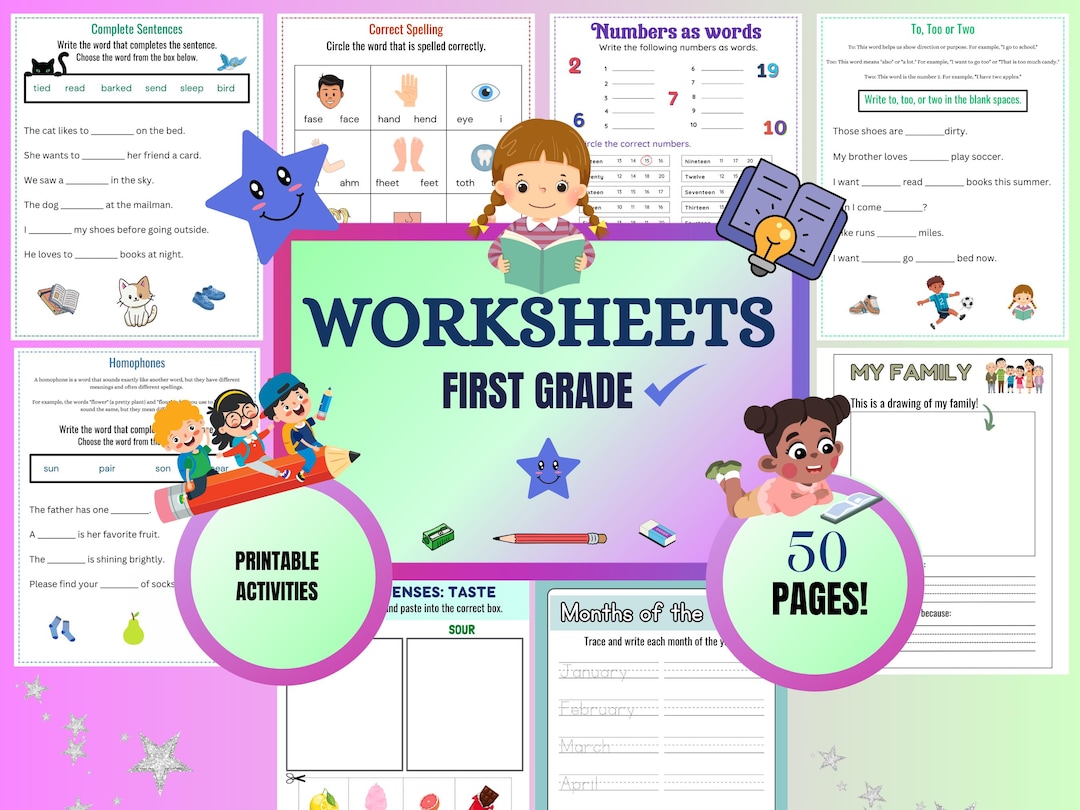 1st Grade ELA Worksheets | Reading & Writing Printables | First Grade ...
