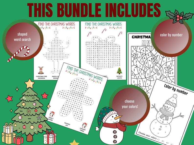 Christmas Activity Bundle | Kids Christmas Games | Christmas Coloring ...