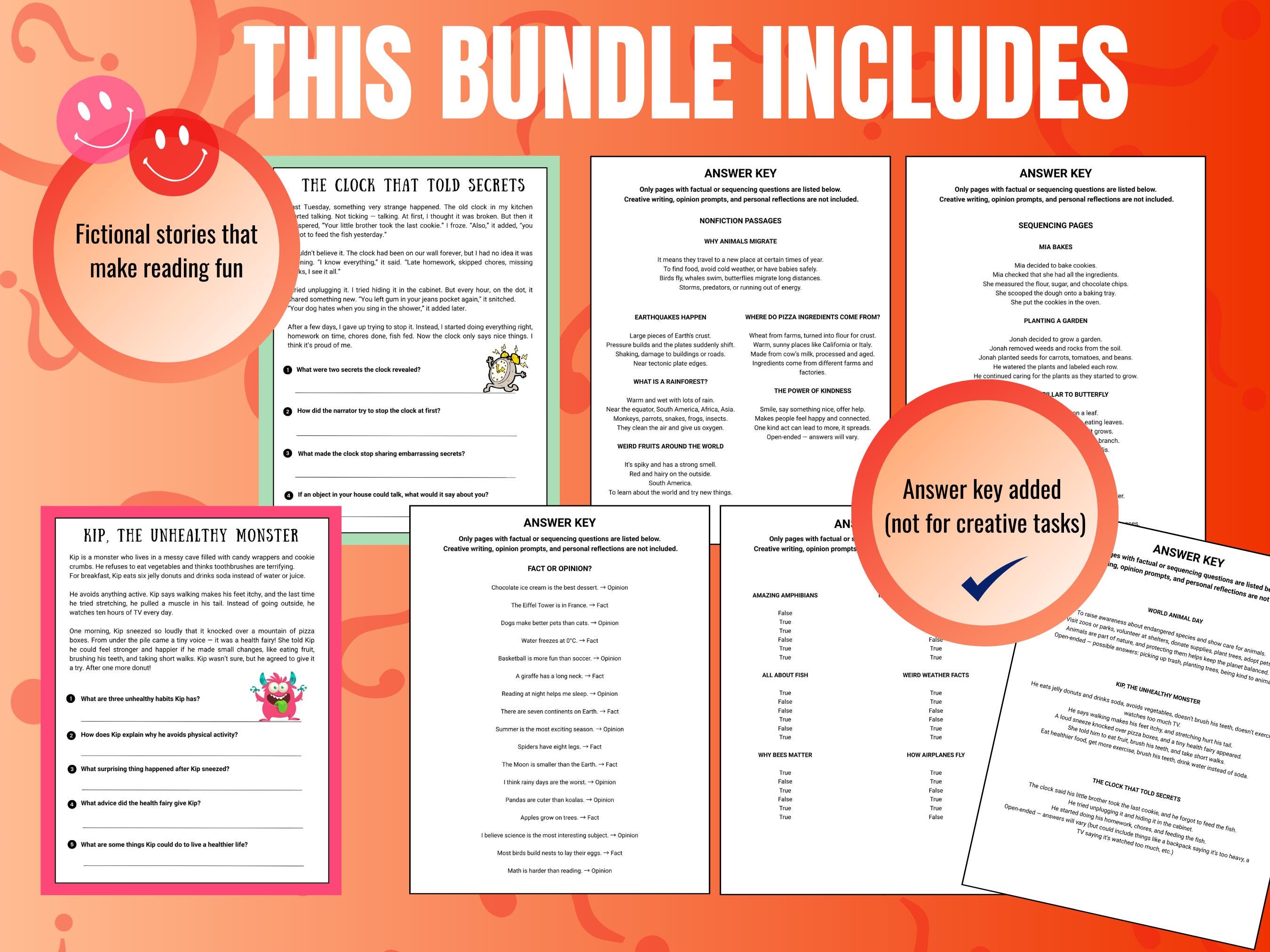 4th Grade Reading Comprehension Worksheets | Fiction & Nonfiction ELA ...