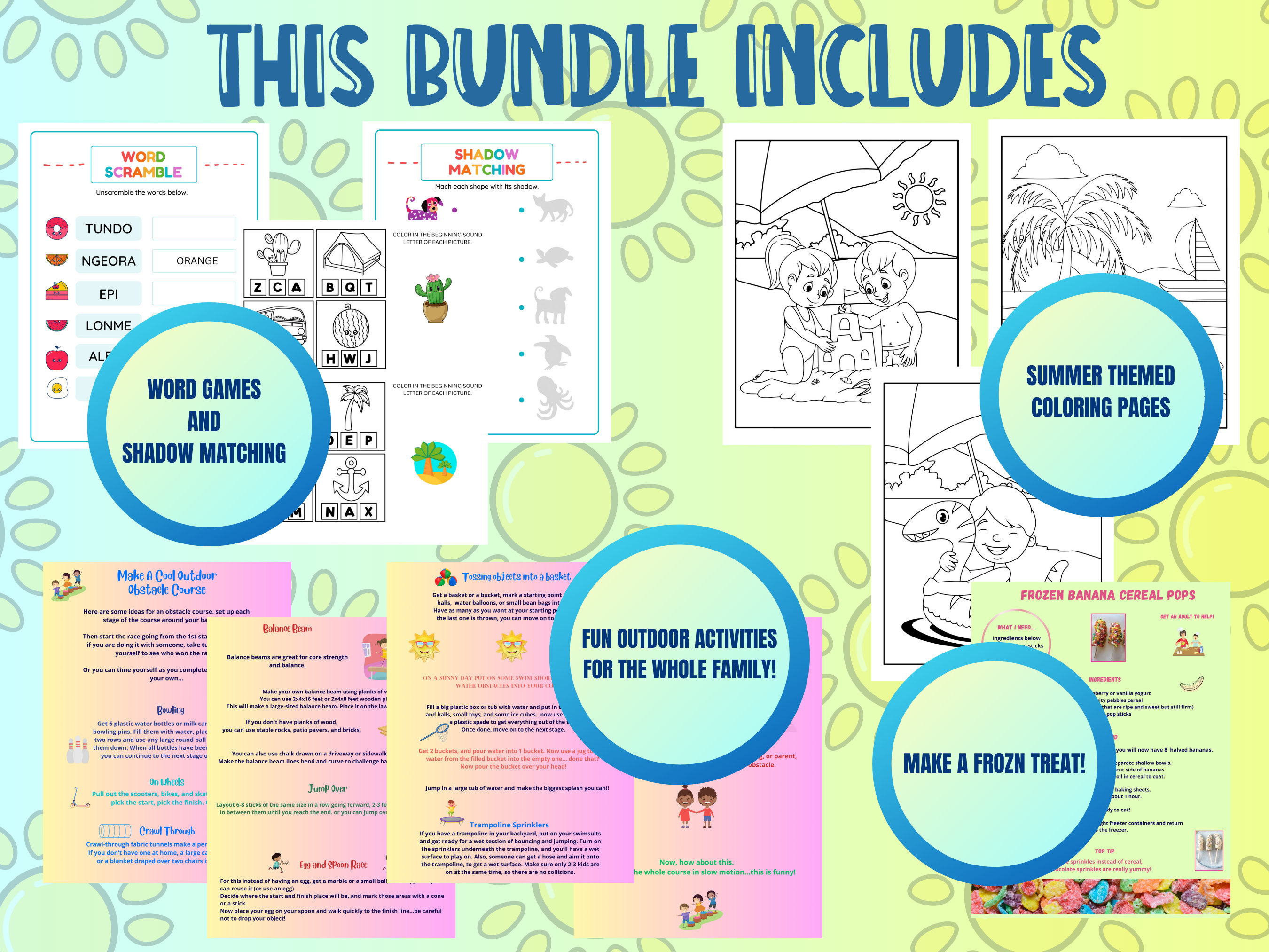 Summer Activity Pages for Kids Coloring Pages Mazes Word - Etsy