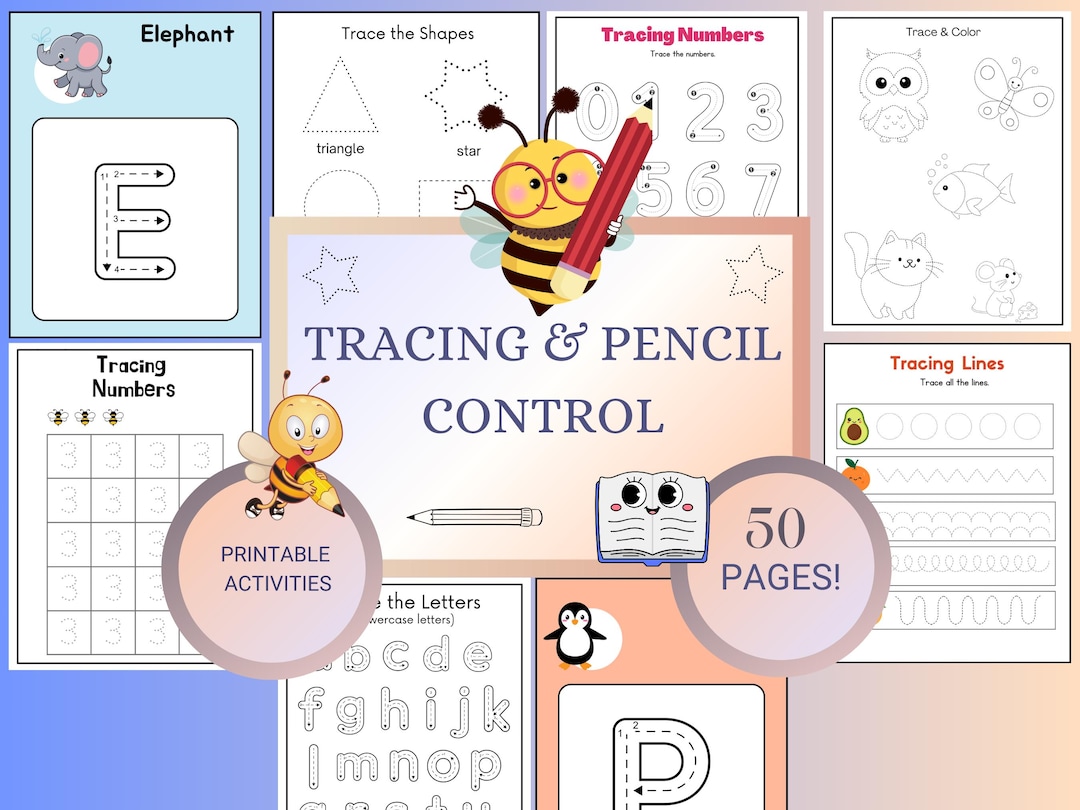 Letter & Number Tracing Worksheets, Preschool-kindergarten Printable ...