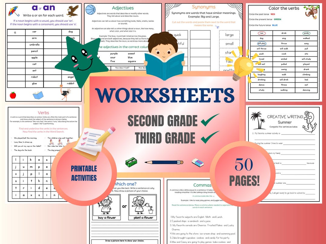 2nd & 3rd Grade Worksheets | Reading | Writing | ELA Printables for ...