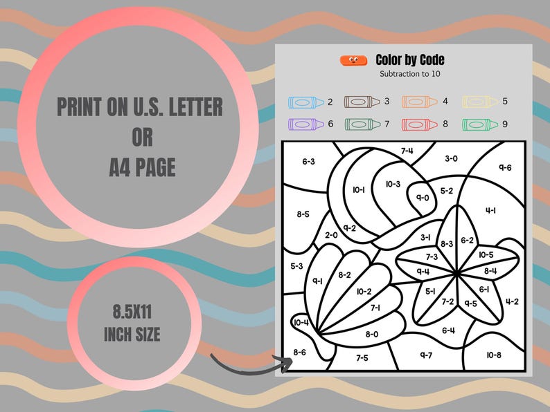 Color by Code Math Worksheets | Printable Addition and Subtraction ...