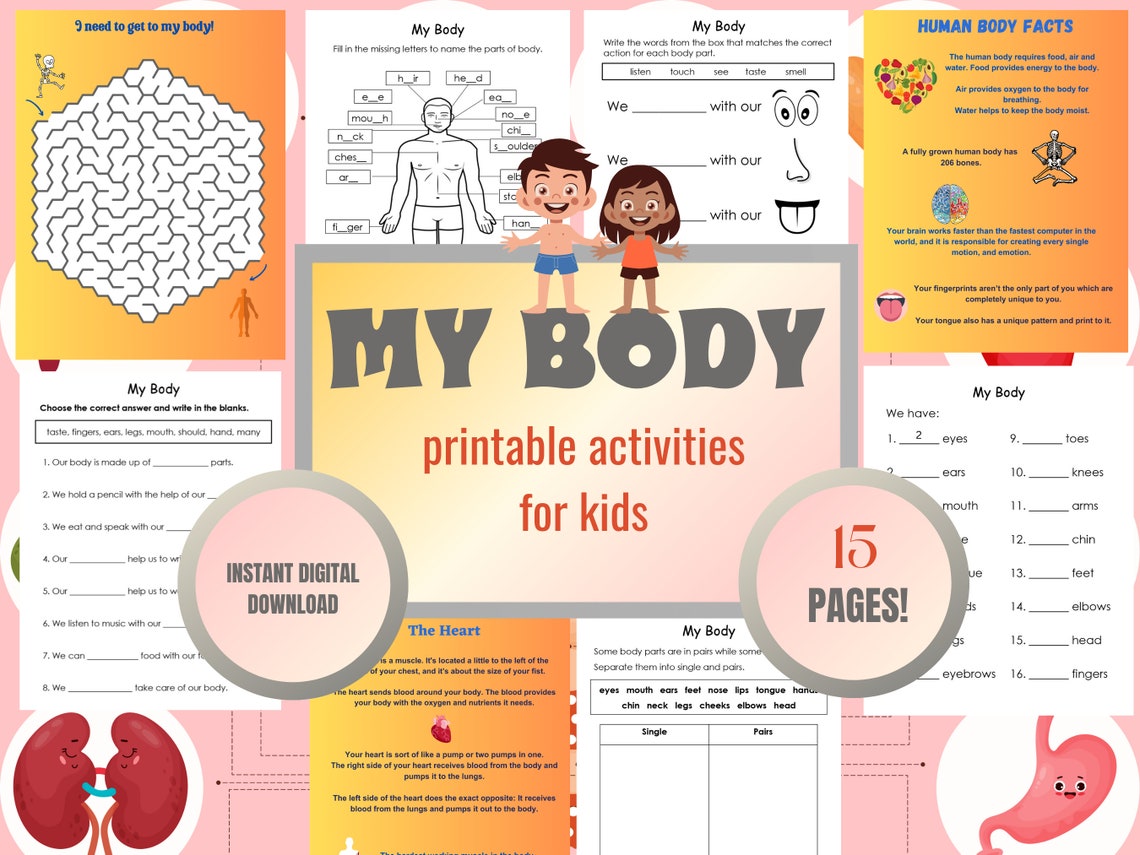 Human Body Worksheets, Human Body Printable for Kids, Body Parts ...
