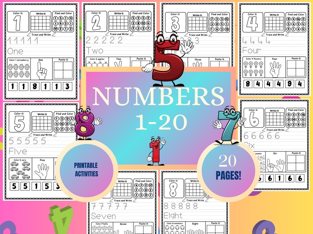 Numbers 1–20 Worksheets | Preschool and Kindergarten Counting ...