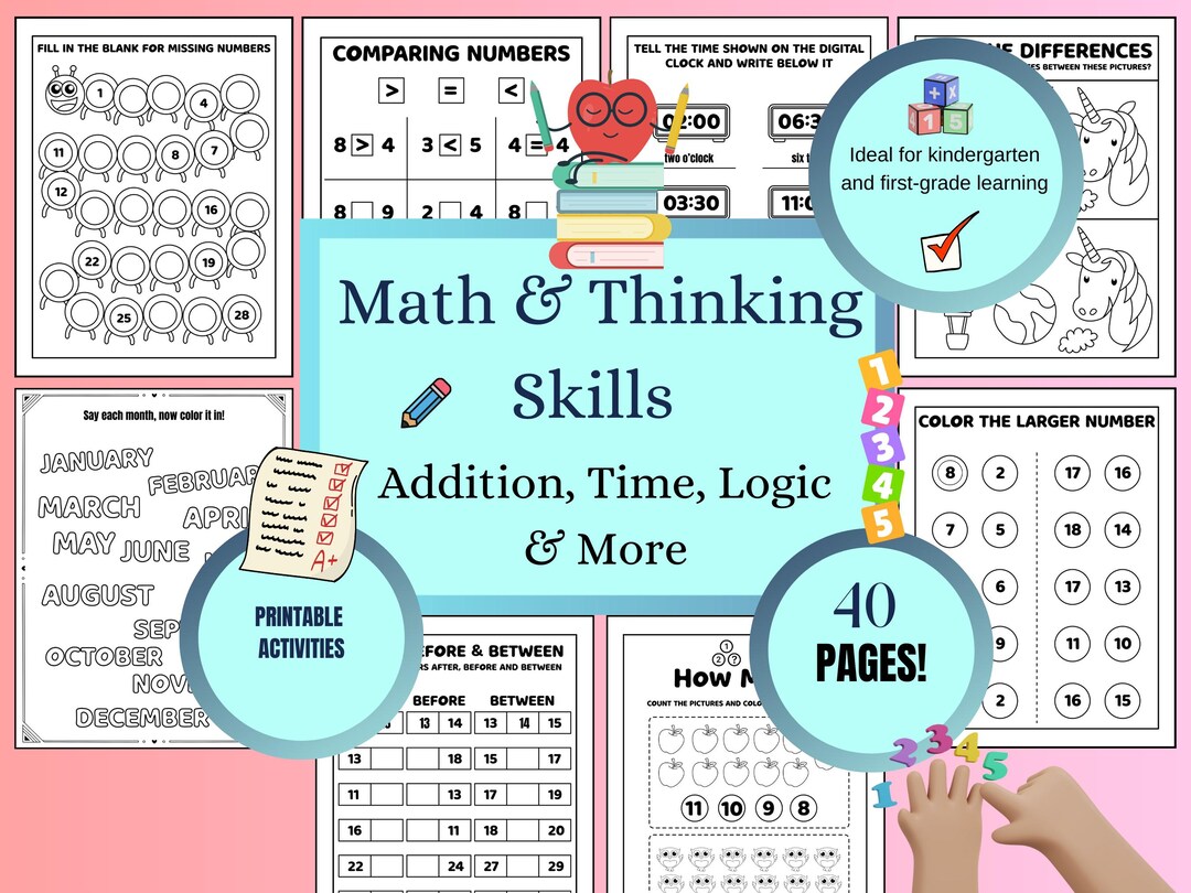 Kindergarten & First Grade Math Worksheets | Early Learning Activity ...