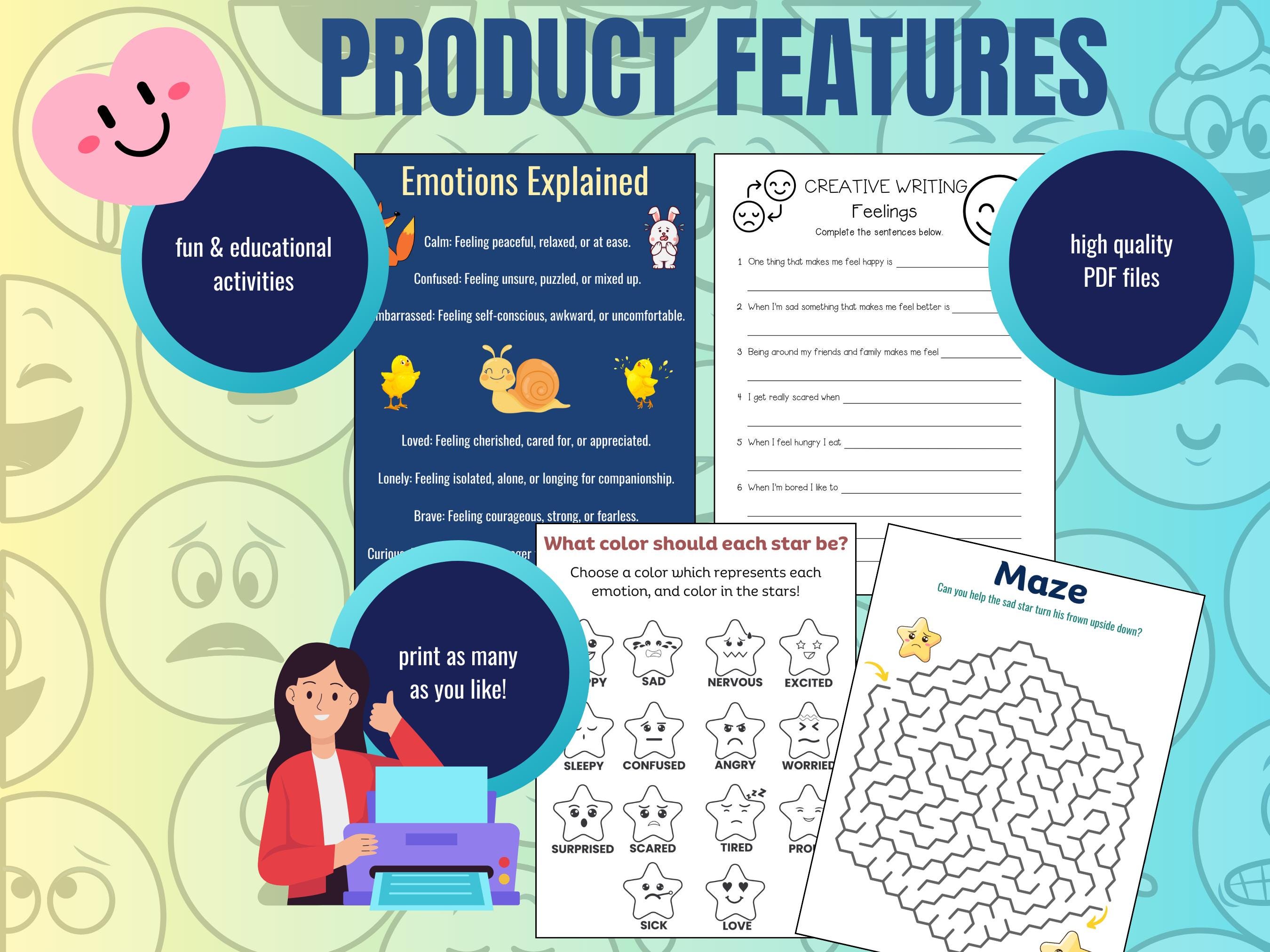 Feelings & Emotions Worksheets for Kids | SEL Activities (printable PDF ...