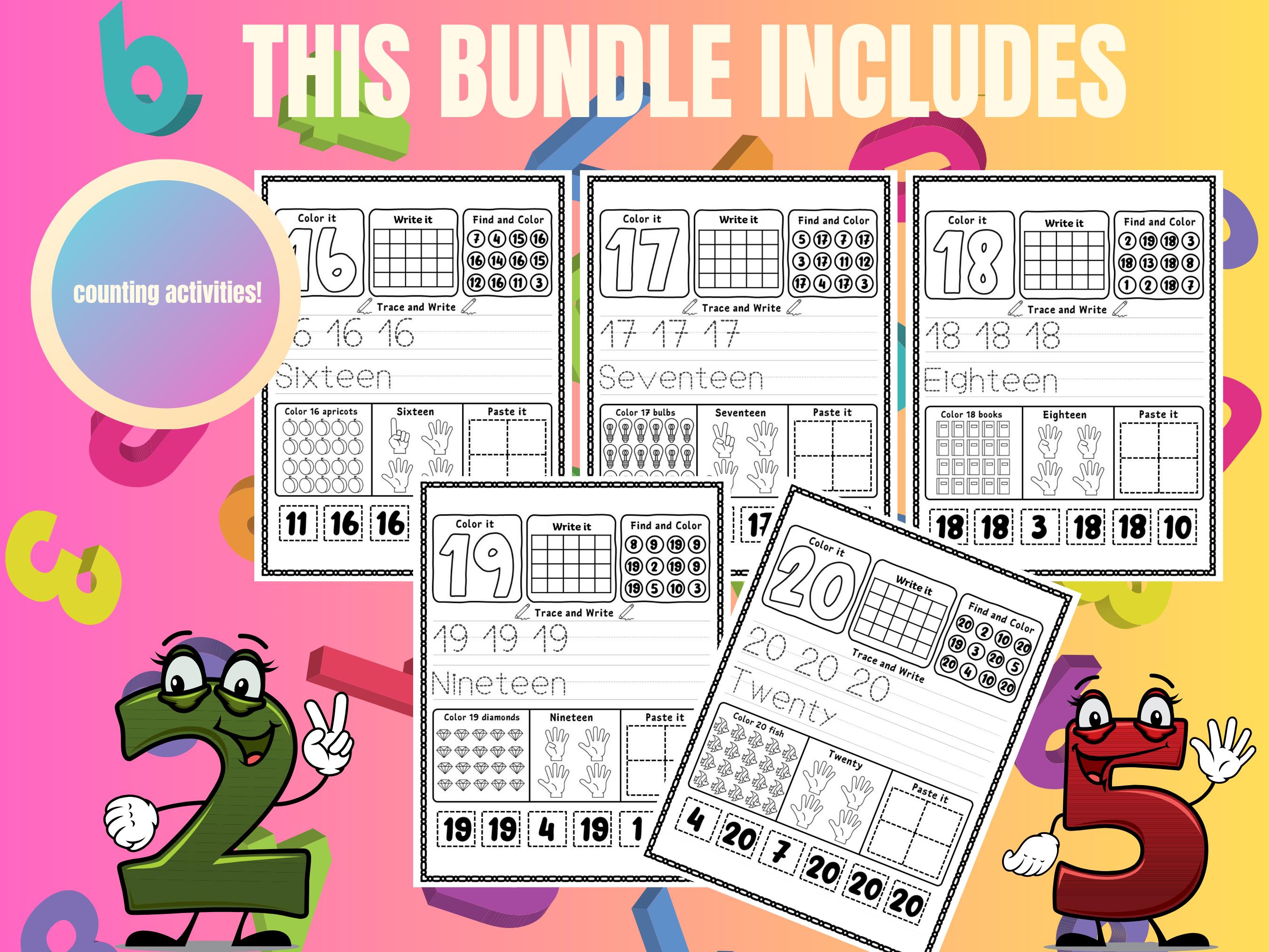 Numbers 1–20 Worksheets | Preschool and Kindergarten Counting ...