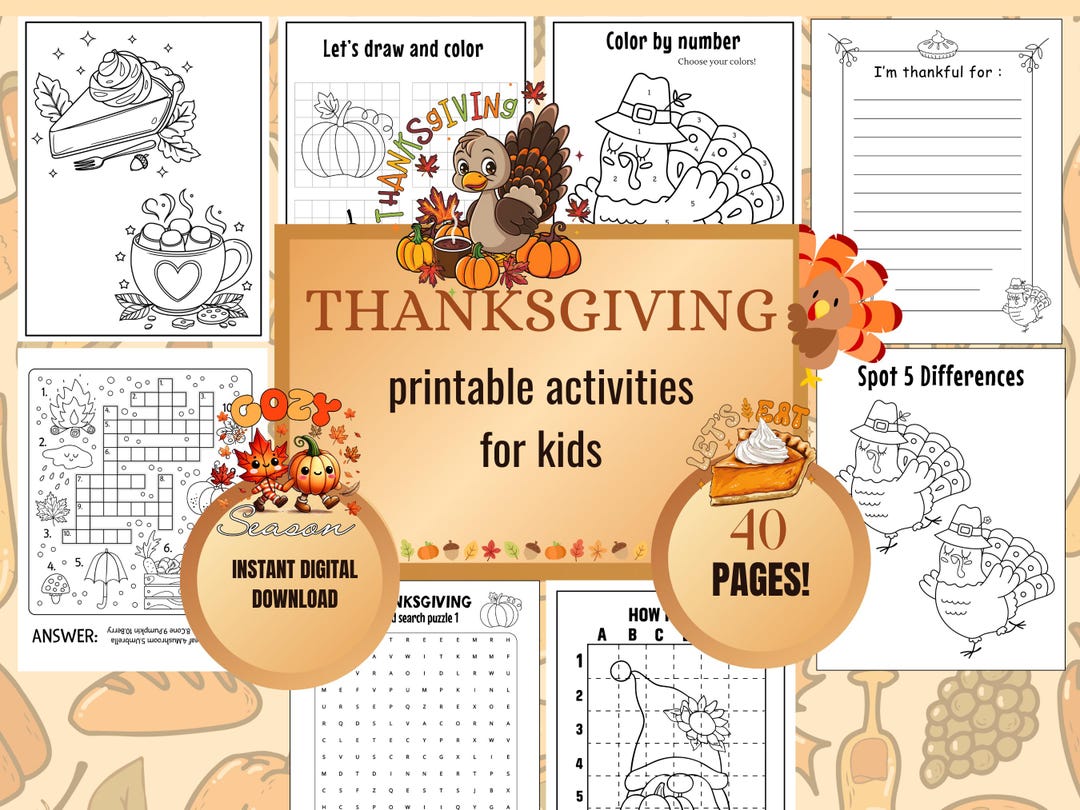 Thanksgiving Activity Bundle for Kids | Thanksgiving Coloring Pages ...