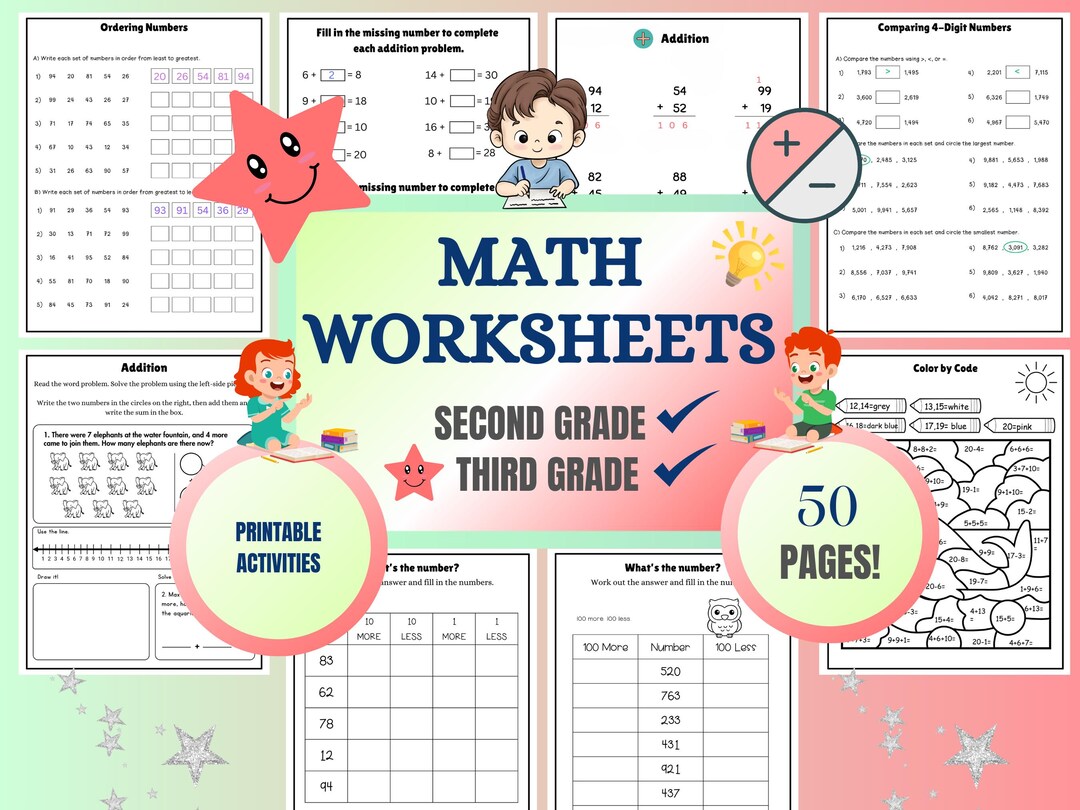 2nd & 3rd Grade Math Worksheets | Addition | Subtraction (PDF Download ...