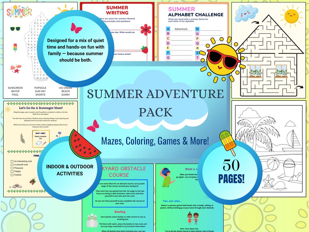 Summer Adventure Pack | Kids Summer Activities | Summer Coloring Pages ...
