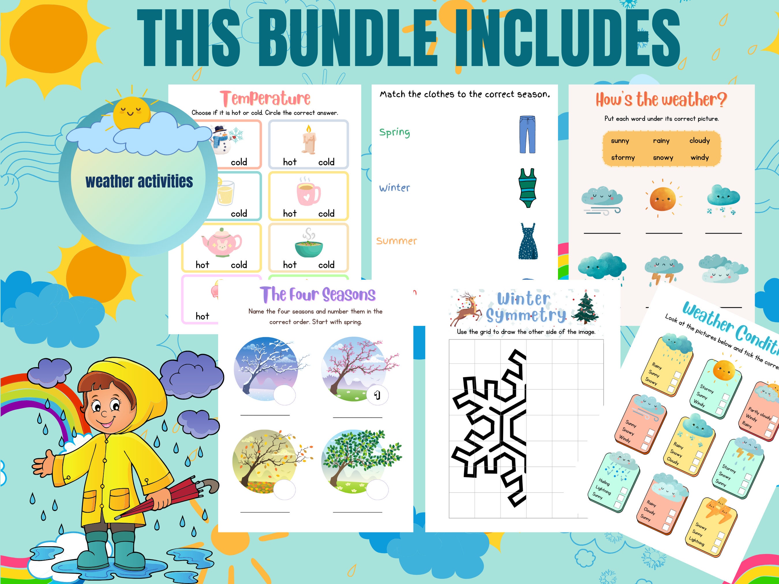 Weather Coloring Pages, Kids Activity, Weather Activities, Kids ...