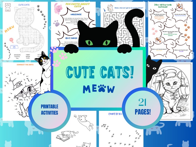 Printable Activities for Kids, Coloring Pages, Mazes, Cat-themed ...
