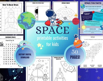 Space Galaxy Activity Pages for Kids, Printable Space Activity Bundle ...