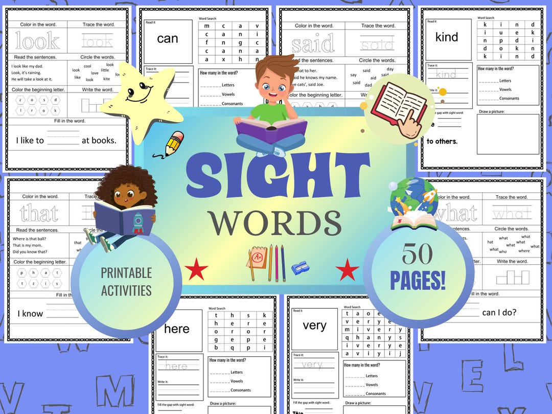 Sight Words Worksheets | Kids Handwriting & Spelling Activity (digital ...