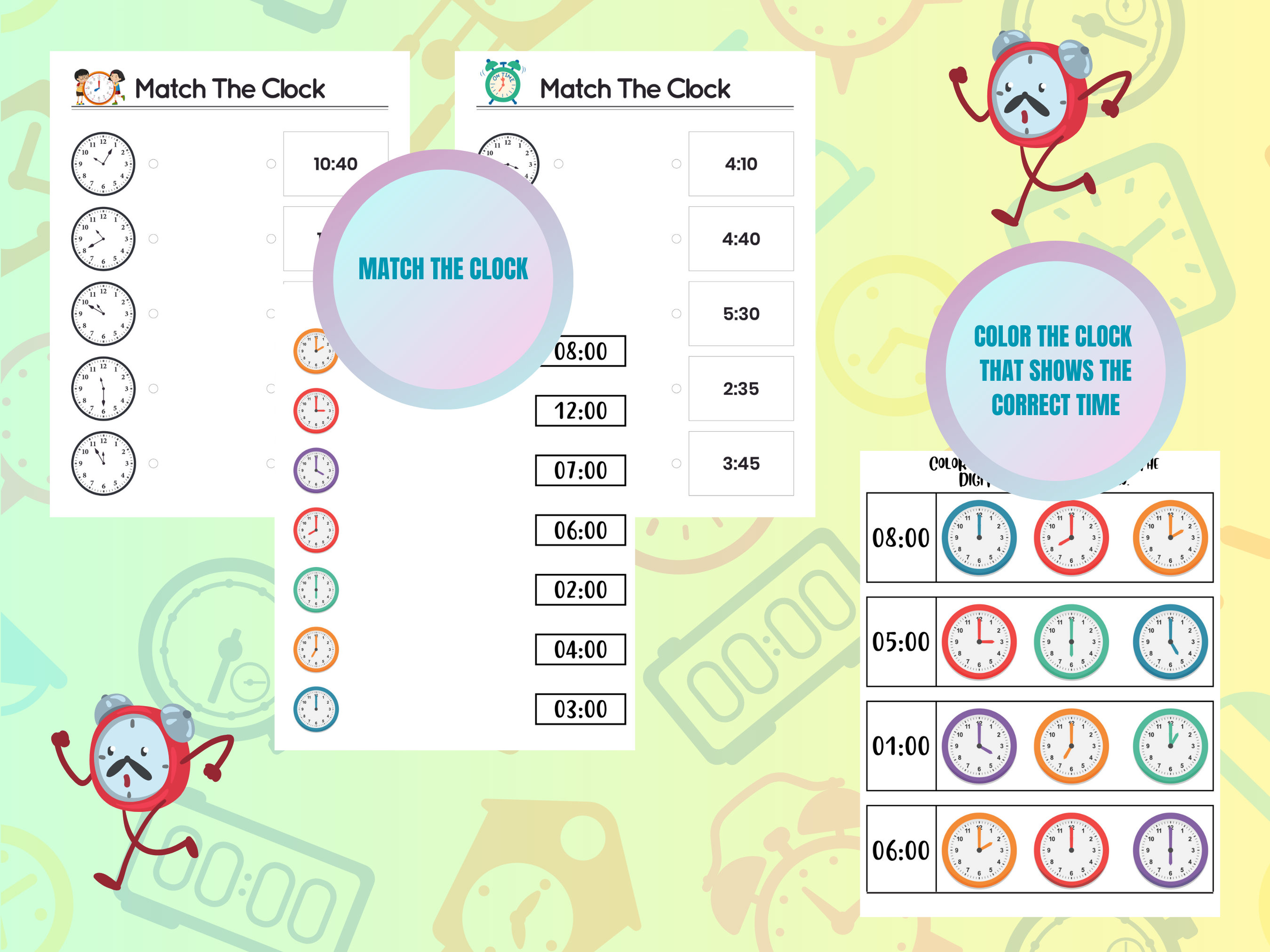 Telling Time Printable, Teaching Time Bundle, Teach Kids to Tell Time ...