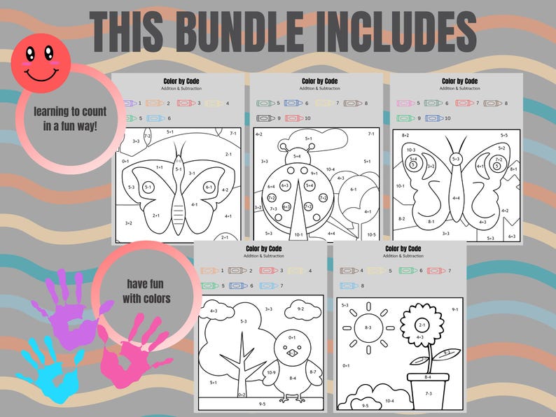 Color by Code Math Worksheets | Printable Addition and Subtraction ...