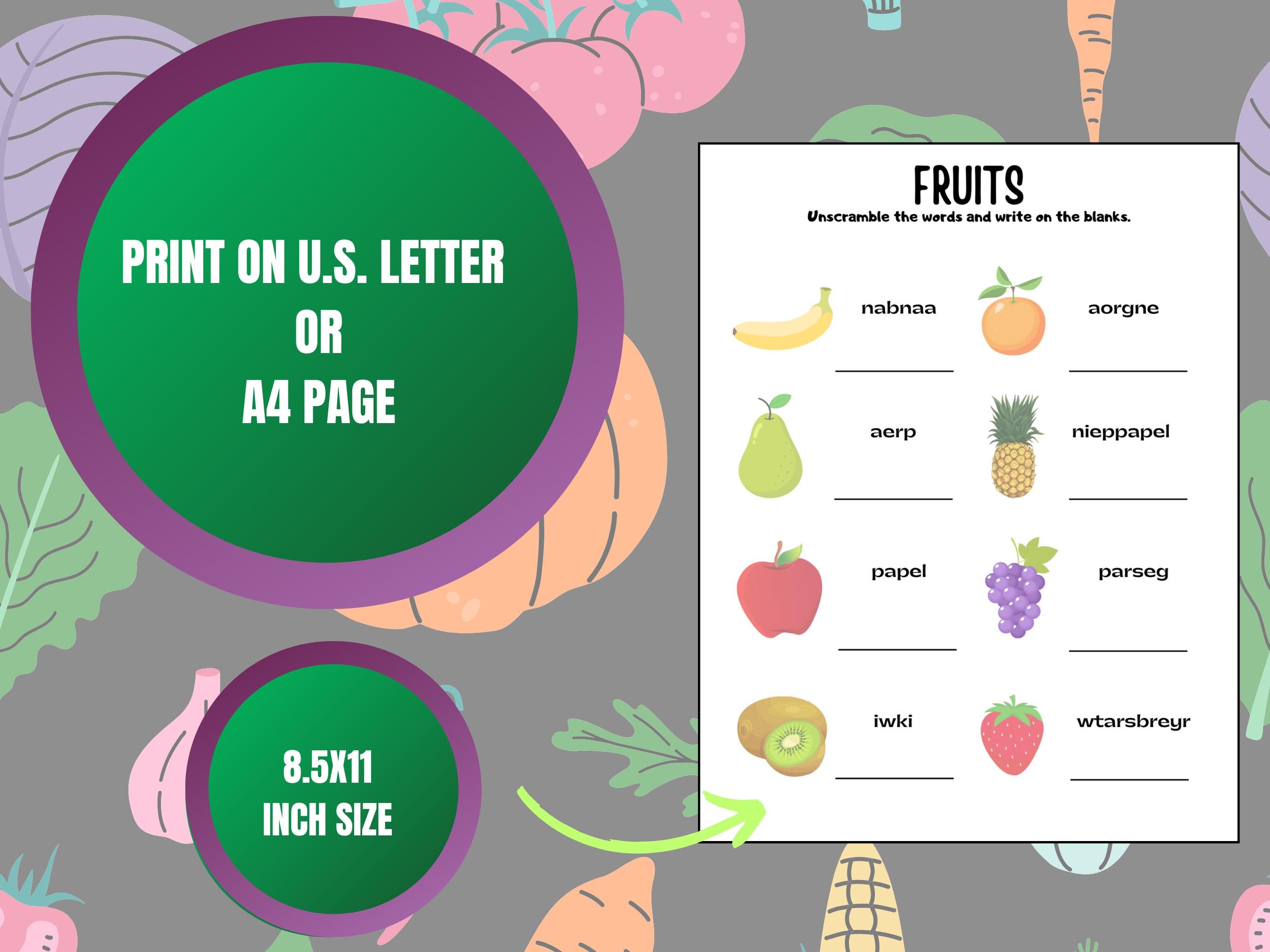 Fruits & Vegetables Printable Activity | Kids Learning Worksheets ...