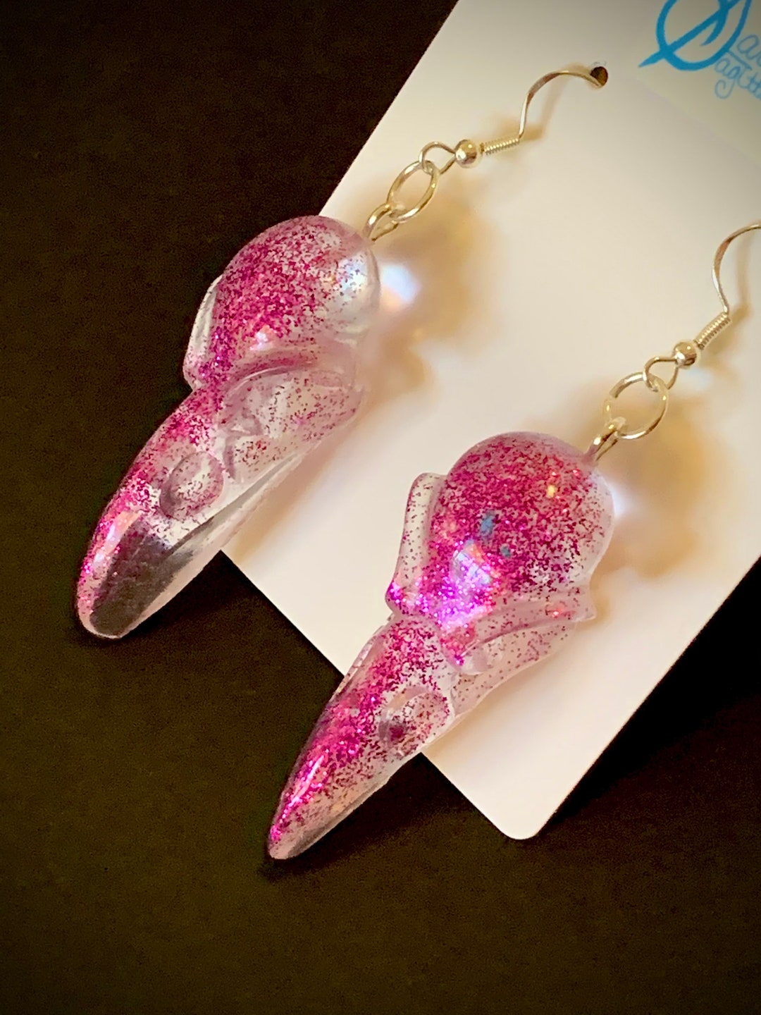 Purple Witch Sparkly Crow Skull Sparkle Earrings 00s Nostalgia Weird ...