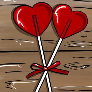 Preprinted Canvas Panel/red Lollipop Painting/diy Paint Kit/ - Etsy