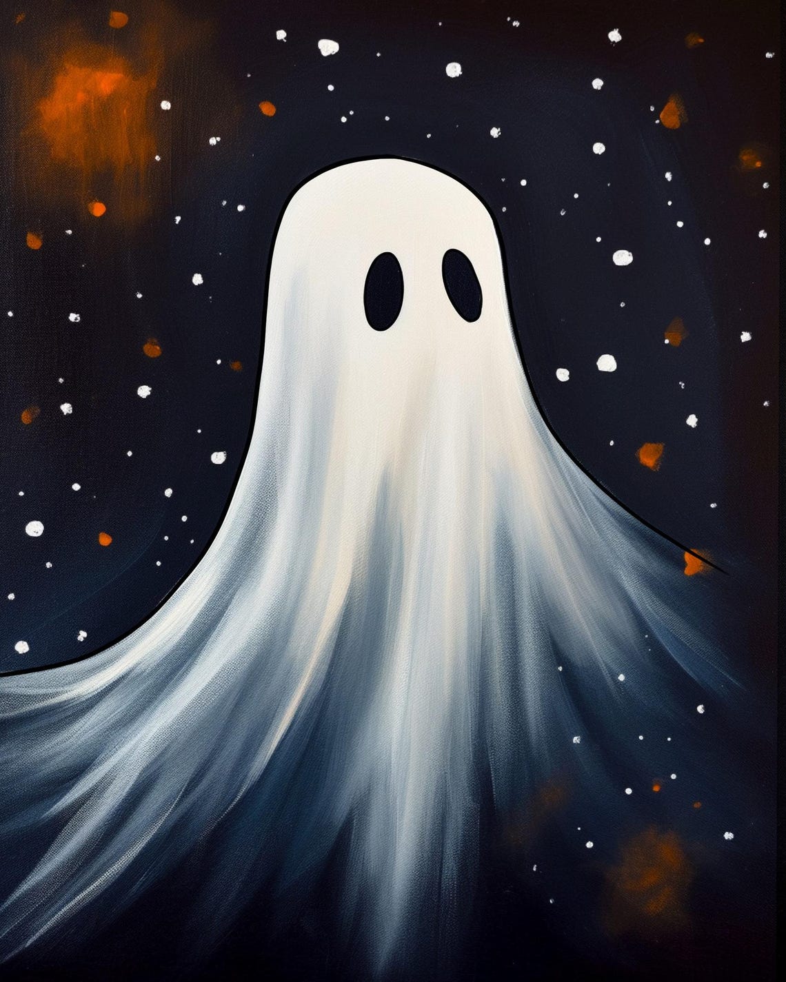 Preprinted Halloween Canvas/white Ghost/diy/painting/paint Kits - Etsy