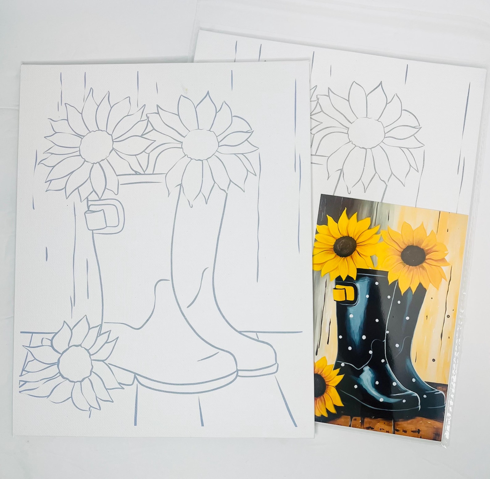 Preprinted Flower Canvas Panel/sunflowers//diy Canvas/kids Paint Party ...