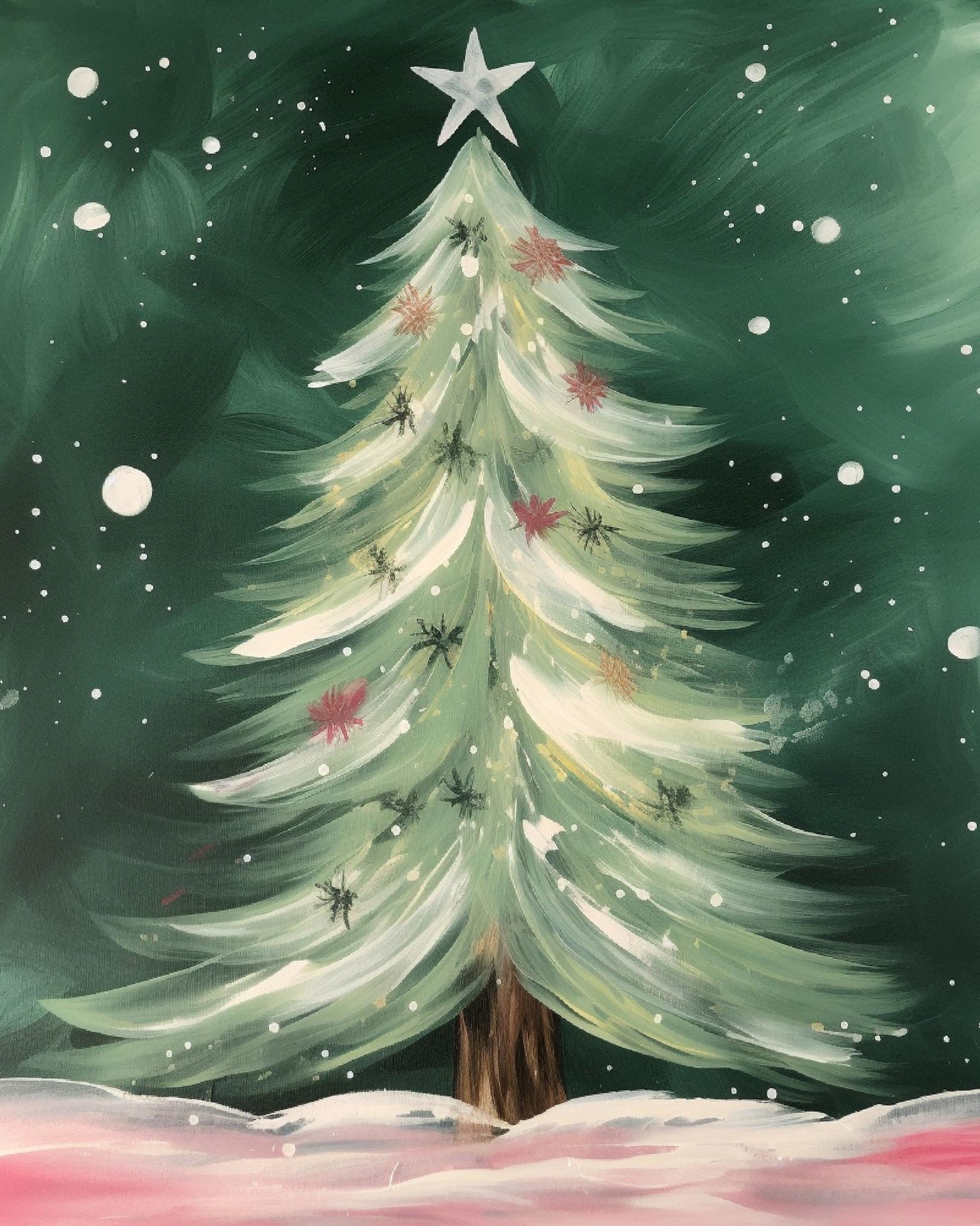 Preprinted Christmas Tree Canvas Paint Kit: DIY Holiday Decor - Etsy