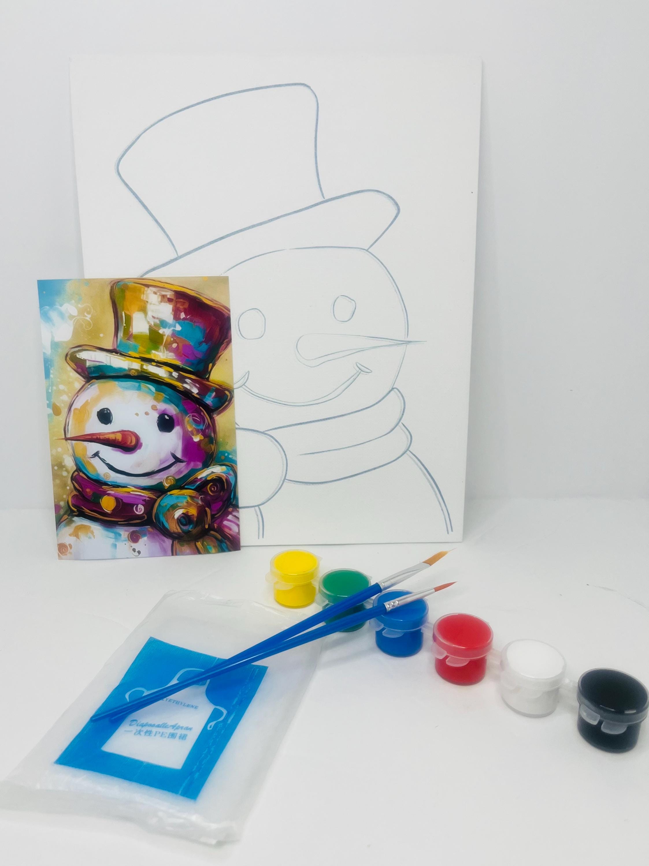 Preprinted Snowman Canvas Panel Paint Kit: DIY Holiday Fun - Etsy