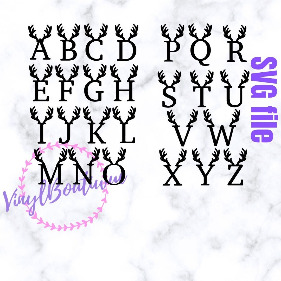 Antlered SVG IMAGE of Font for Cricut Crafts - Rustic Lettering Design ...
