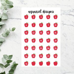 Apple Date Covers Planner Stickers, Apple Dates Stickers, Apple Bullet ...