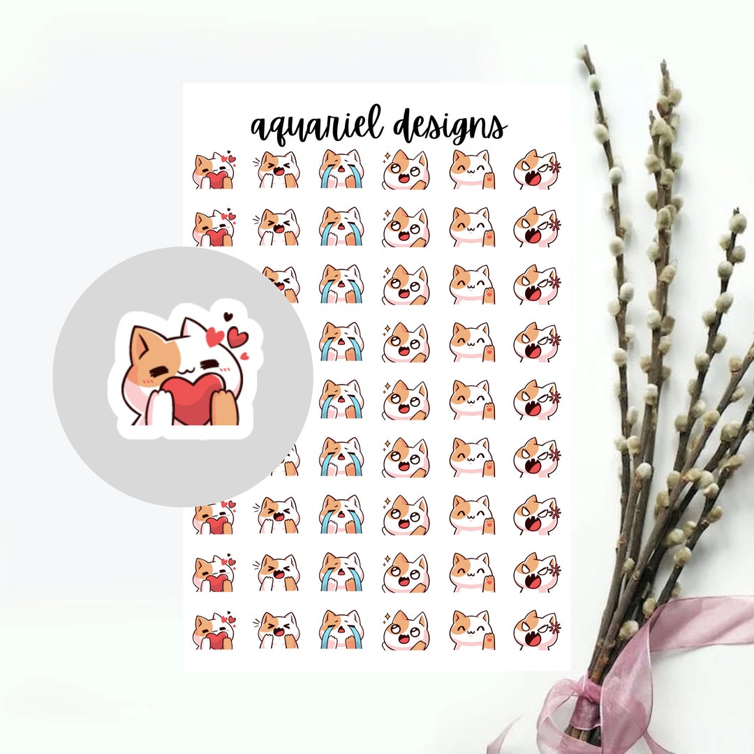Cat Emoji Stickers 54 Cat Emoji Stickers for Planners - Etsy