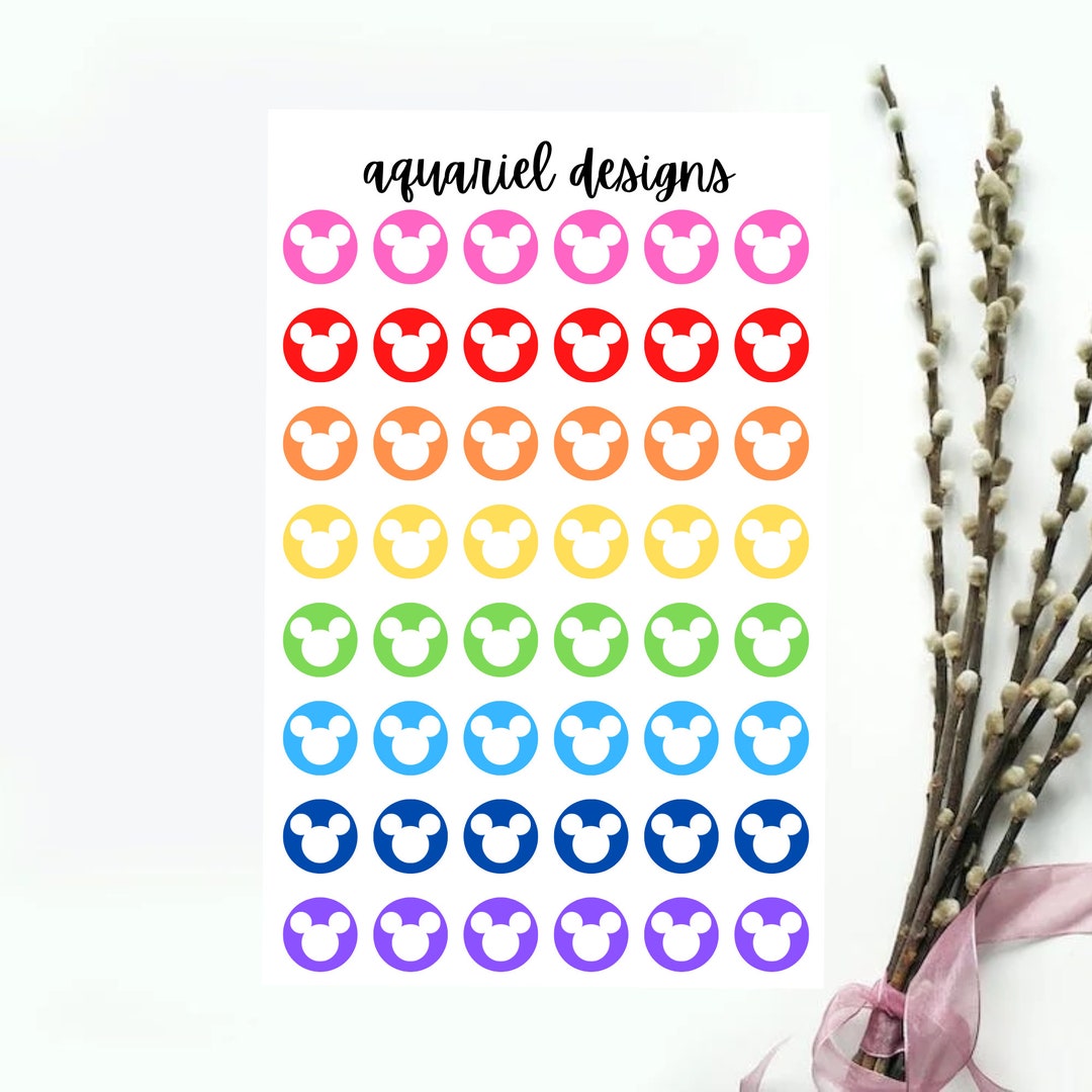 Rainbow Mouse Head Dot Stickers Set of 48 Mickey Head Dot Planner ...
