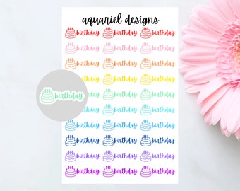Happy Birthday Cake Slice Planner Stickers, Bujo Stickers, Planner ...