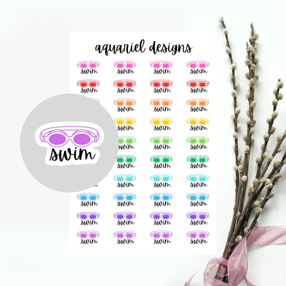 Swim Stickers, Swimming Planner Stickers, 40 Swim Stickers for Planners ...