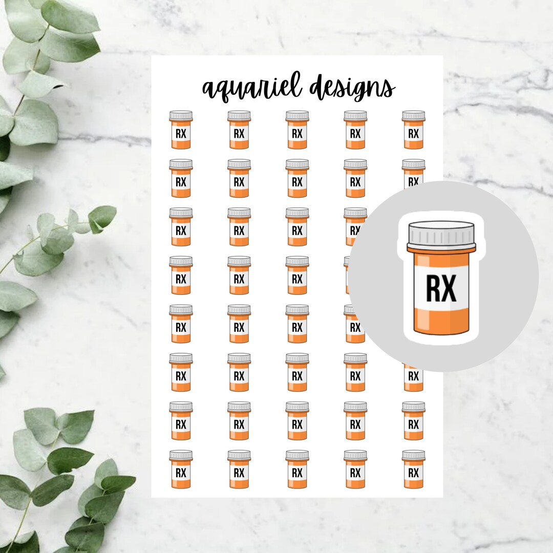 Prescription Bottle Stickers, 40 Rx Bottle Stickers for Planners ...