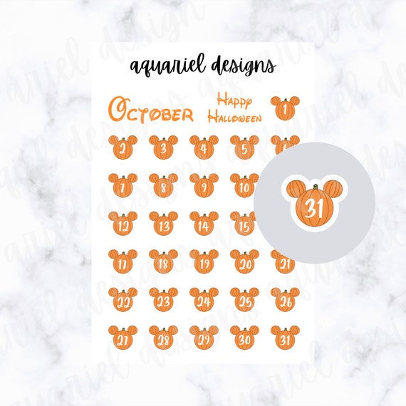 October Disney Dates Set of 30 Halloween Themed Planner - Etsy