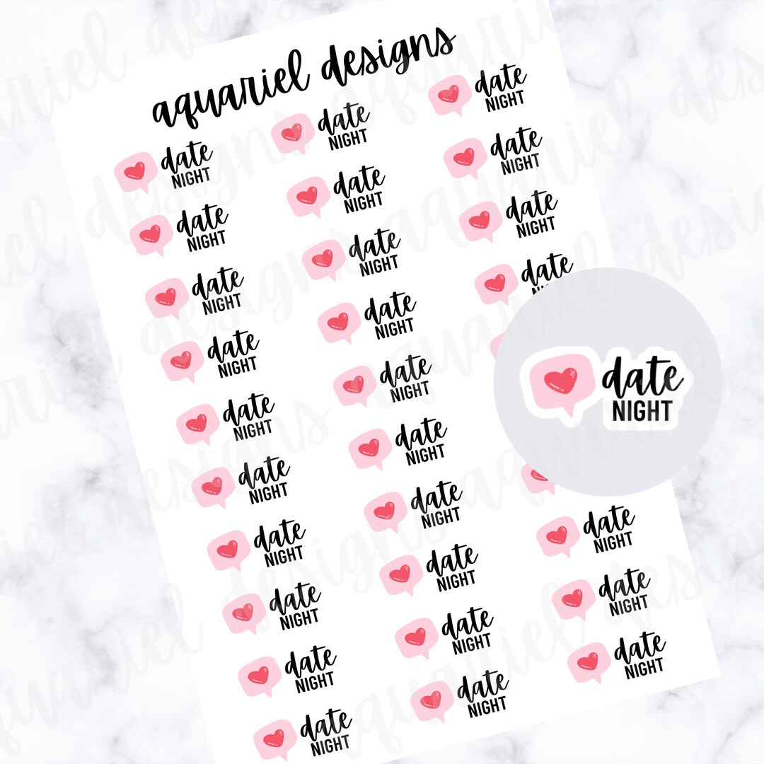 Date Night Stickers Set of 30 Date Night Planner Stickers Bullet ...