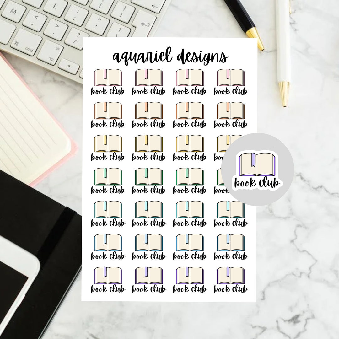 Book Club Stickers, Book Icon Planner Stickers, Colorful Book Club ...