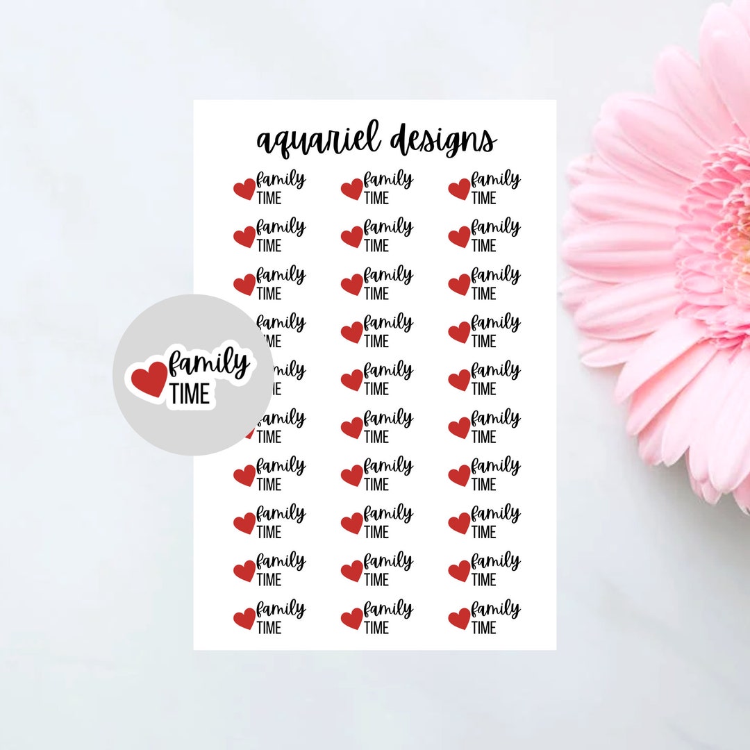 Family Time Sticker Sheet, Family Planner Stickers, Family Time Bullet ...
