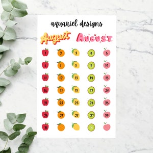 August Monthly Sticker Kit Fruit Themed Stickers Set of 60 August ...