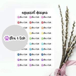 Flea & Tick Stickers Set of 30 Rainbow or Black Flea and Tick Reminder ...