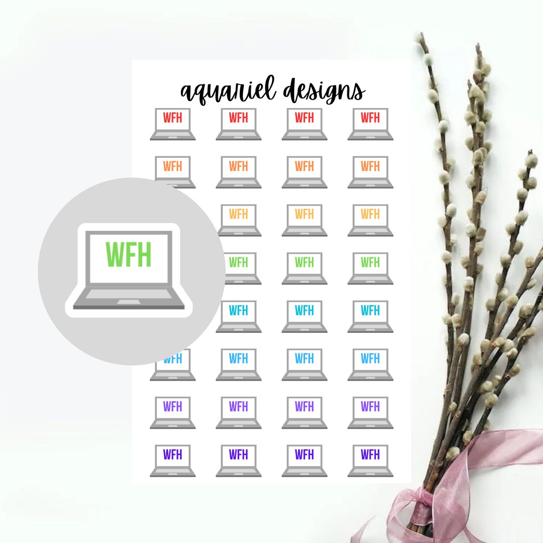 Laptop Work From Home Stickers for Planners, Calendars, Bullet Journals ...